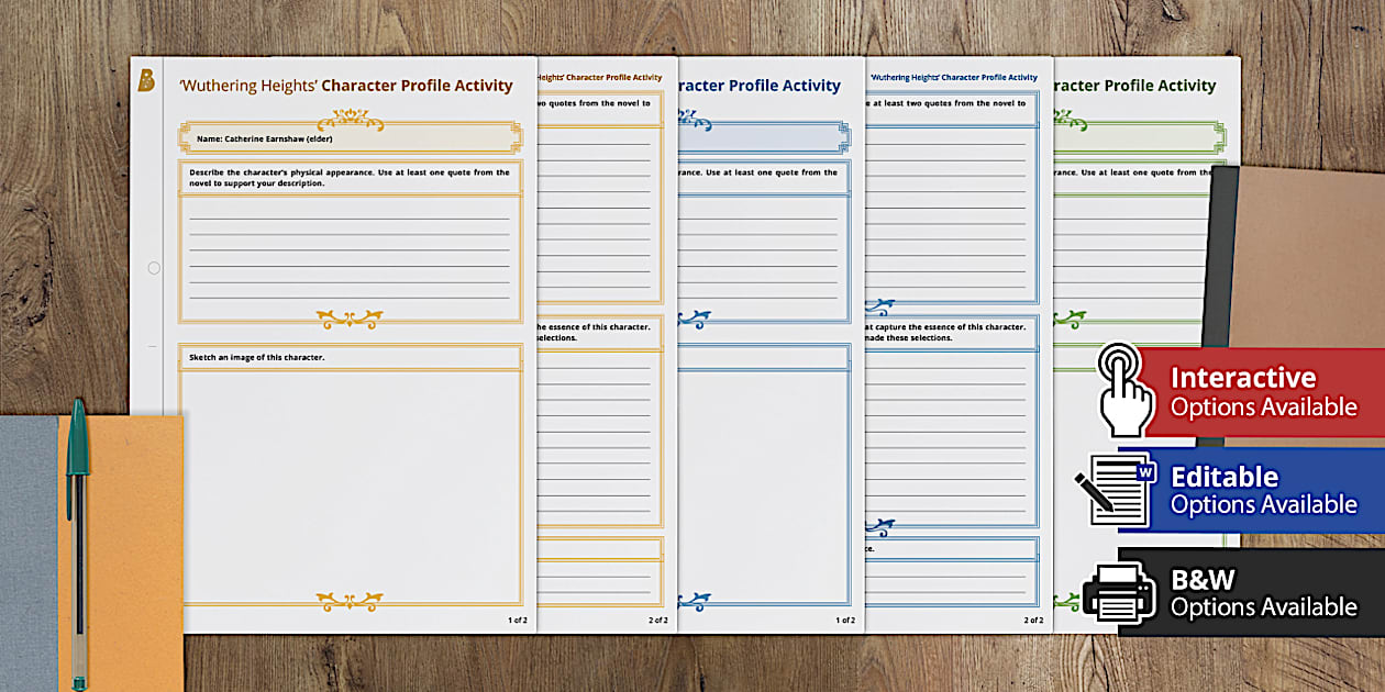 'Wuthering Heights' Character Profile Activity - Twinkl