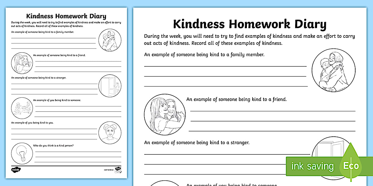 Kindness Homework Diary - Twinkl
