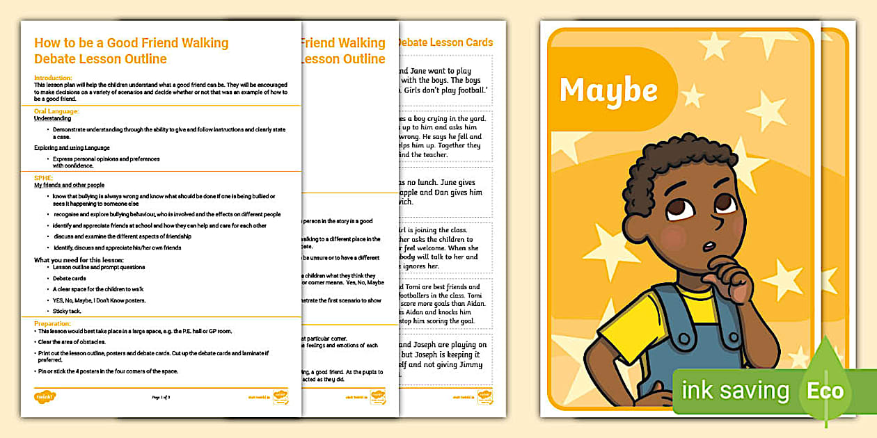 How to be a Good Friend Walking Debate Lesson Plan