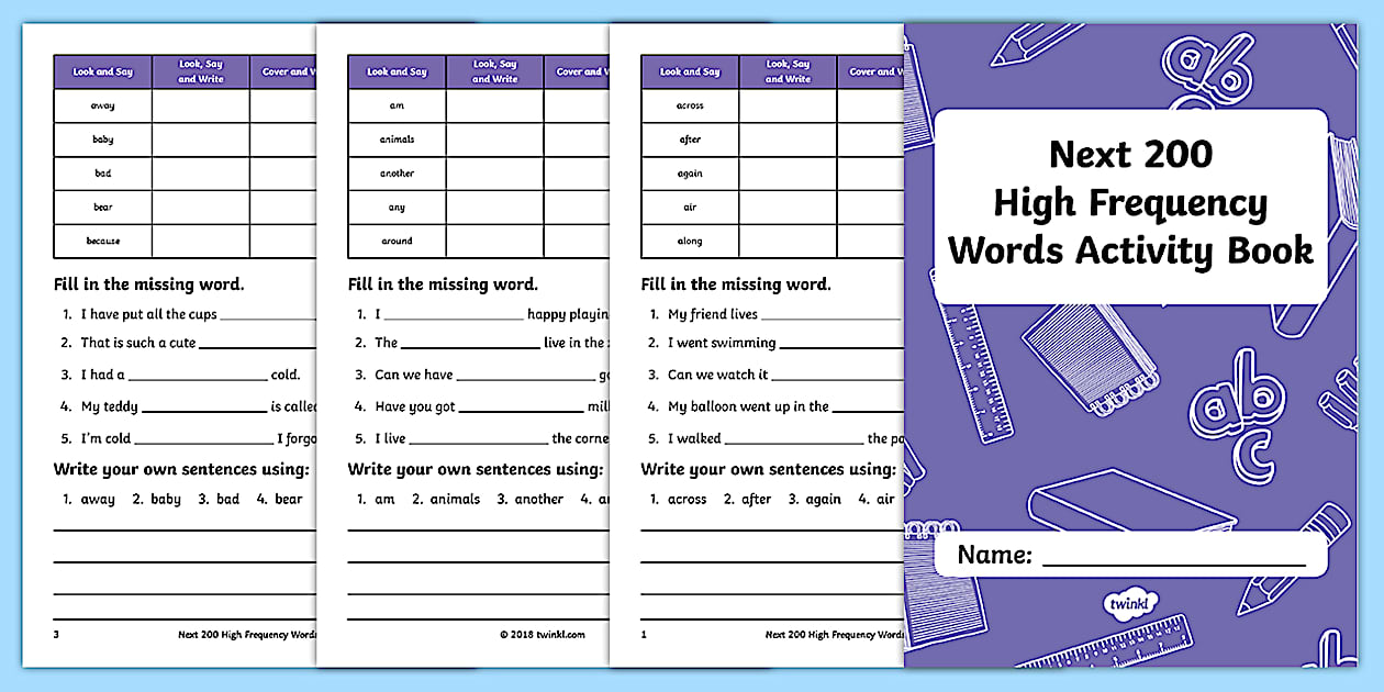 Next 200 High Frequency Words Activity Book (teacher made)