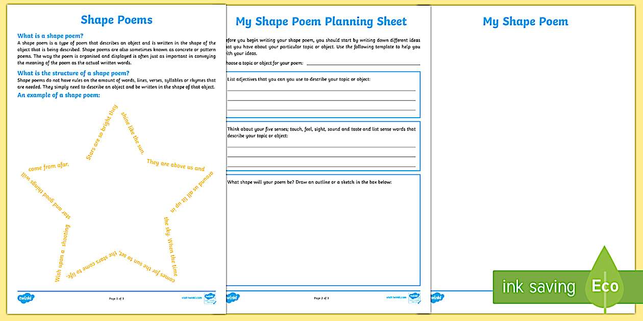 Shape Poem Writing Template (teacher made) - Twinkl