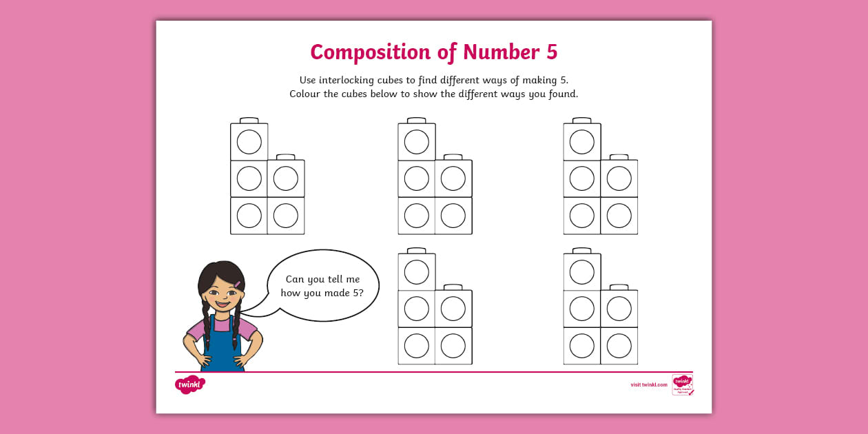 👉 Composition of Number 5 Worksheet (teacher made)