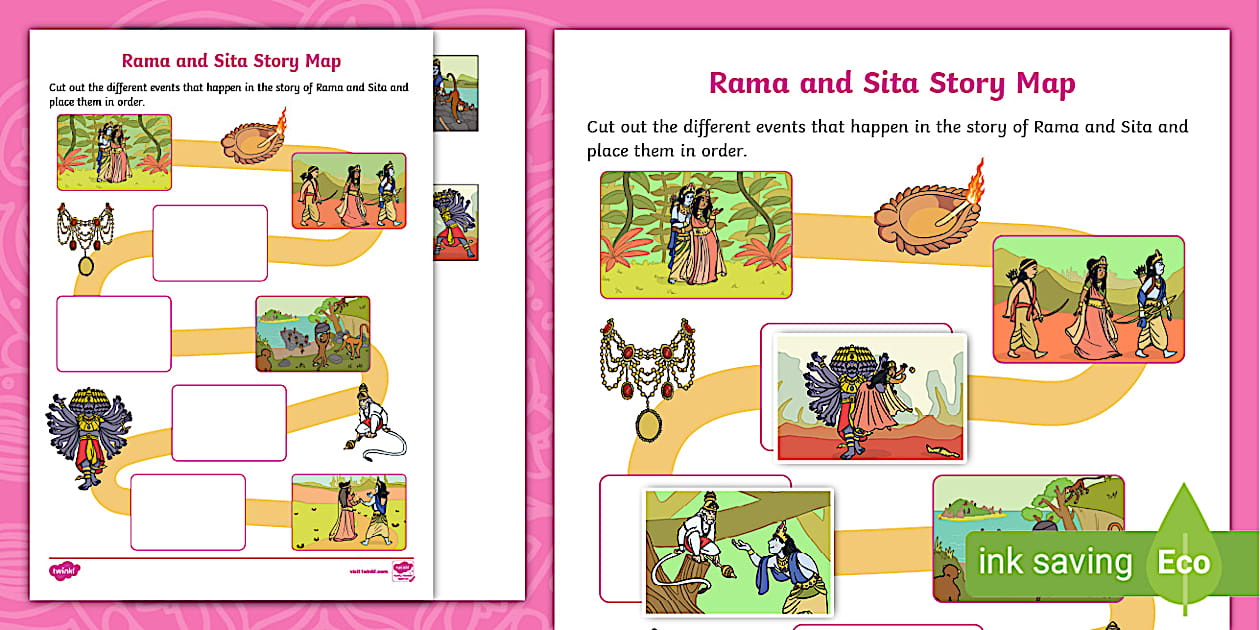 Editable Rama and Sita Cut and Stick Story Map Activity