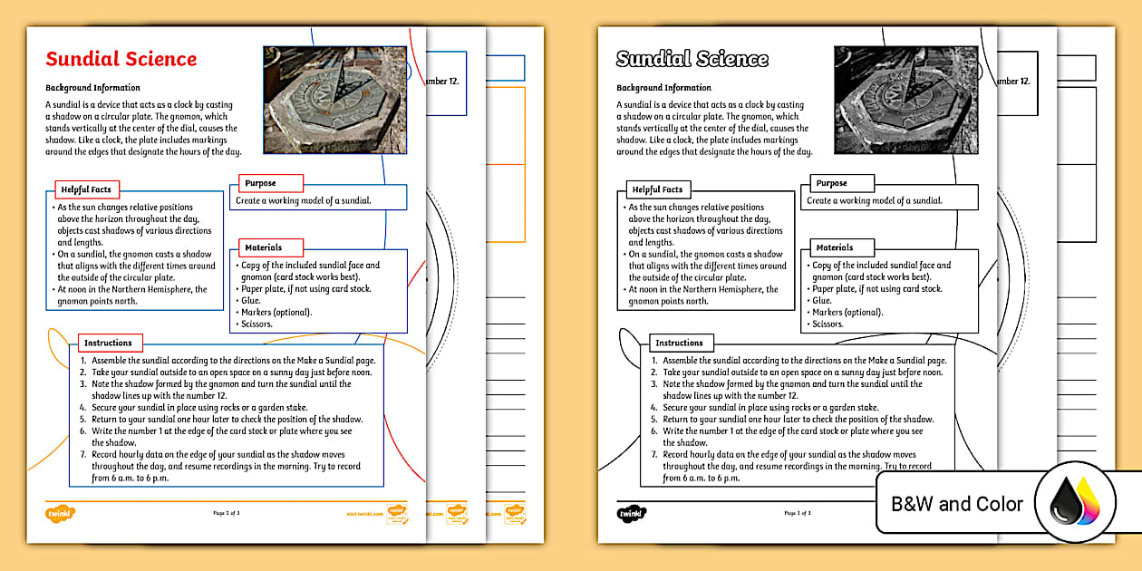 Sundial Science Project for 6th-8th Grade (teacher made)