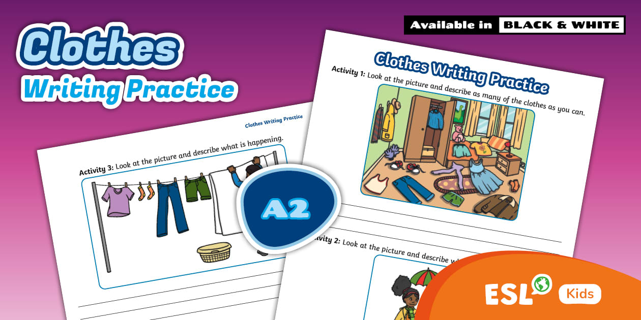 ESL Clothes Writing Practice [Kids, A2]