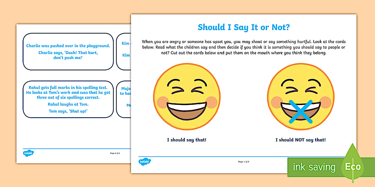 Should I Say It or Not? Worksheet - Twinkl