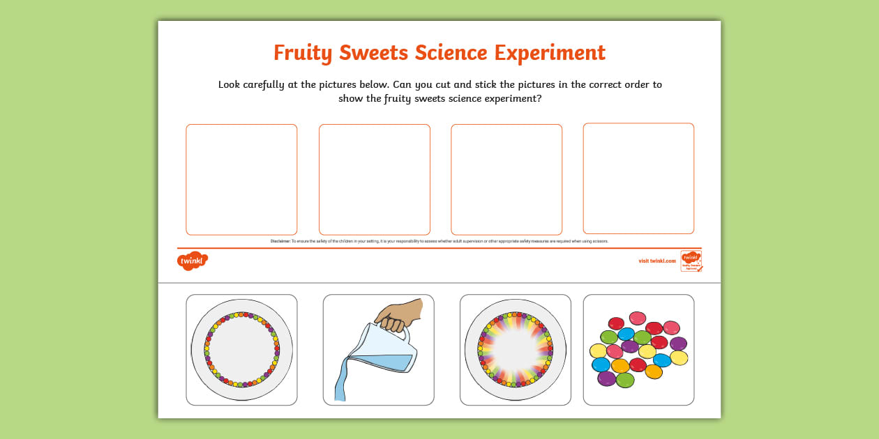 👉 Fruity Sweets Science Experiment Sequencing Worksheet
