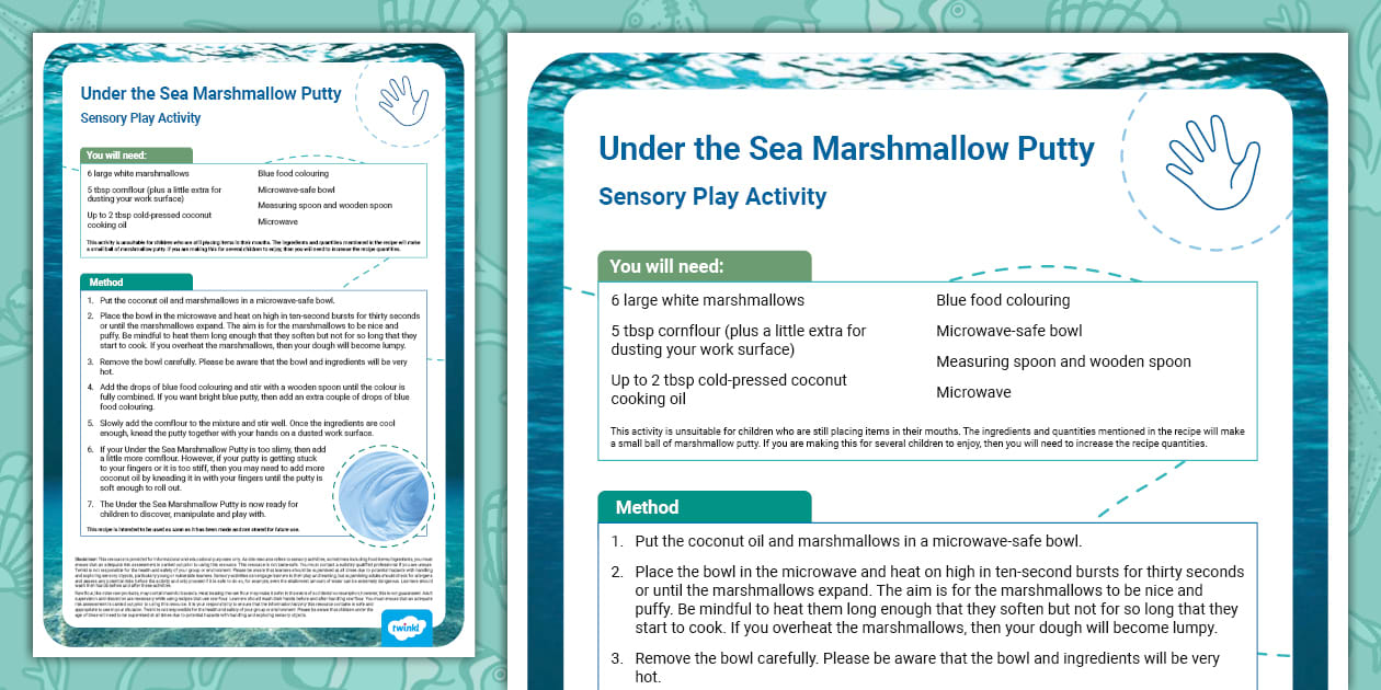 Taste-Safe Under the Sea Marshmallow Putty Sensory Recipe