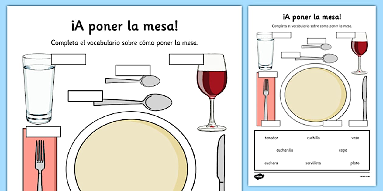 Ficha de actividad ¡A poner la mesa! (teacher made)