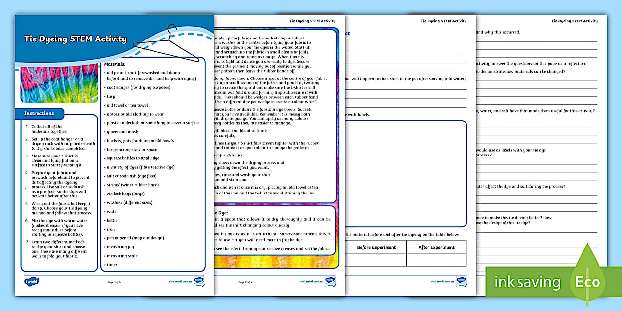 Tie Dyeing STEM Activity (teacher made) - Twinkl
