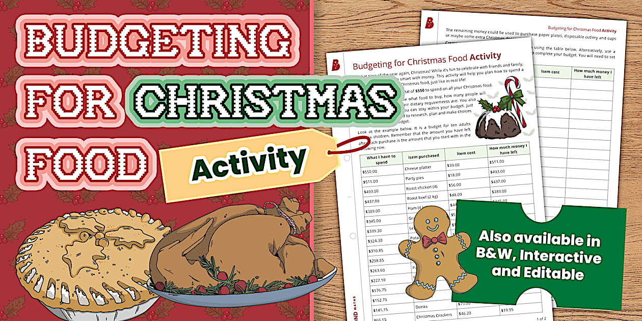 Budgeting for Christmas Food Activity
