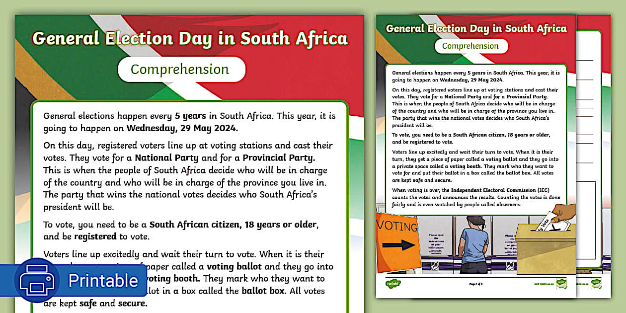 Grade 3: General Election Day Comprehension (teacher made)