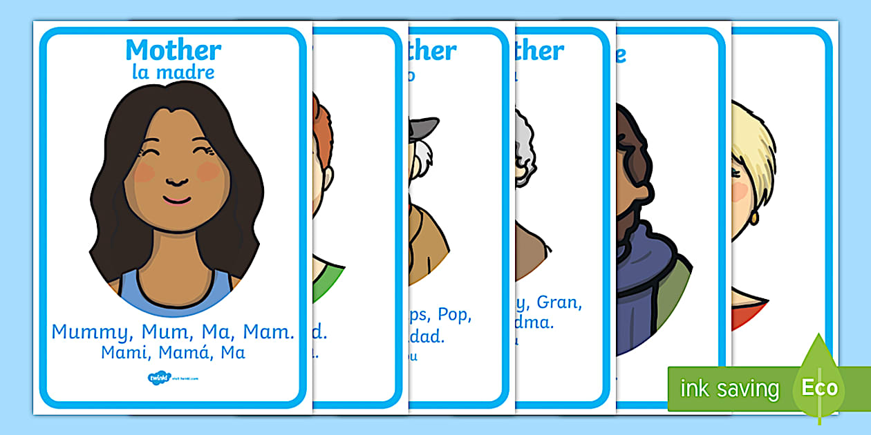 My Family Display Posters English/Spanish - Twinkl