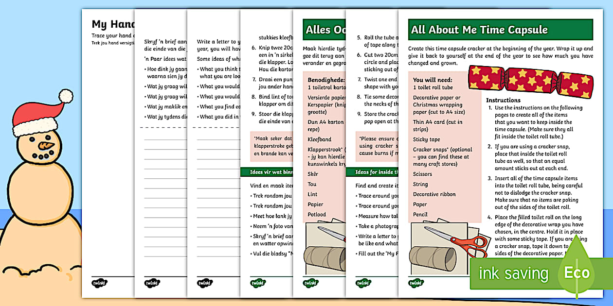 All About Me Time Capsule Christmas Cracker Activities and Craft ...
