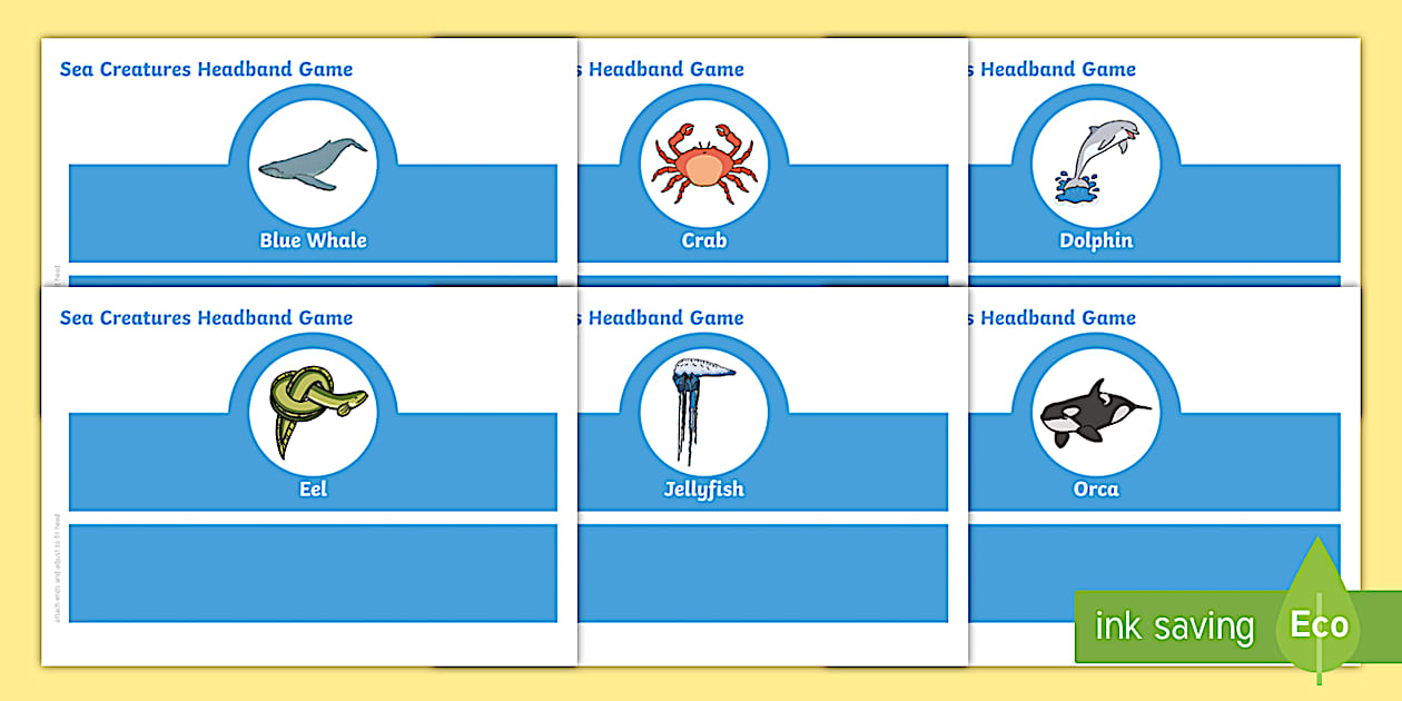 Sea Creatures Headband Game (teacher made) - Twinkl