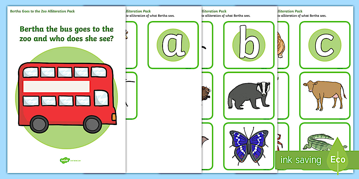 Bertha Goes to the Zoo Alliteration Activity Pack - Twinkl