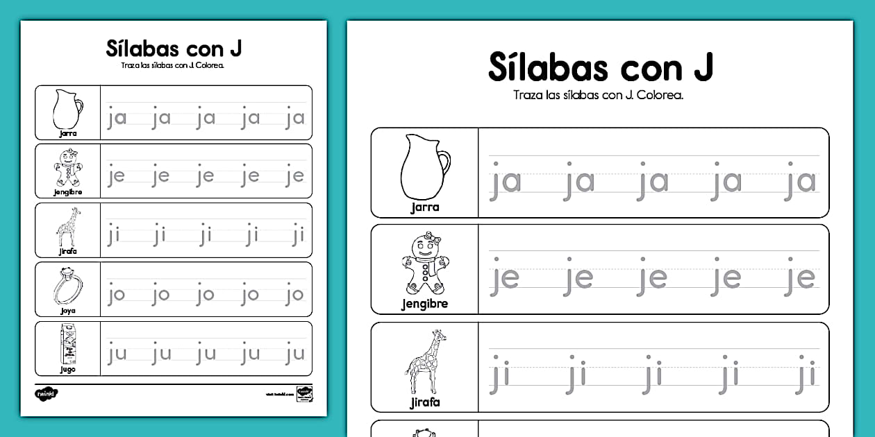 Actividad: Sílabas iniciales con J (teacher made) - Twinkl