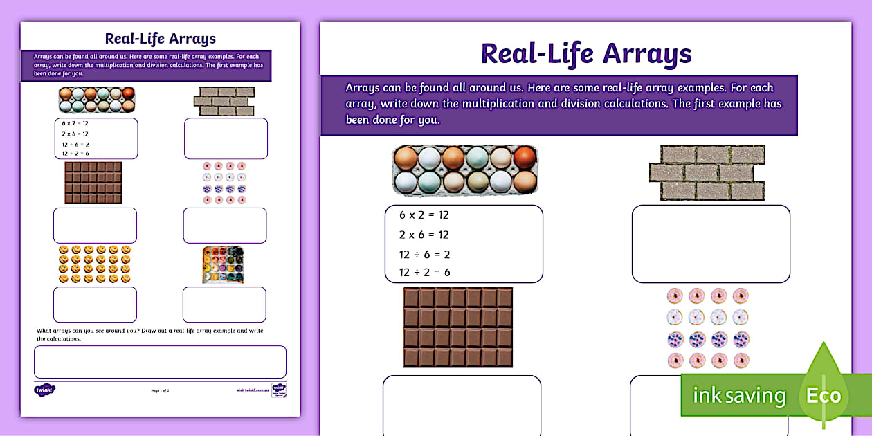 Real-Life Arrays Worksheet Ι Yr 2 Multiplication & Division