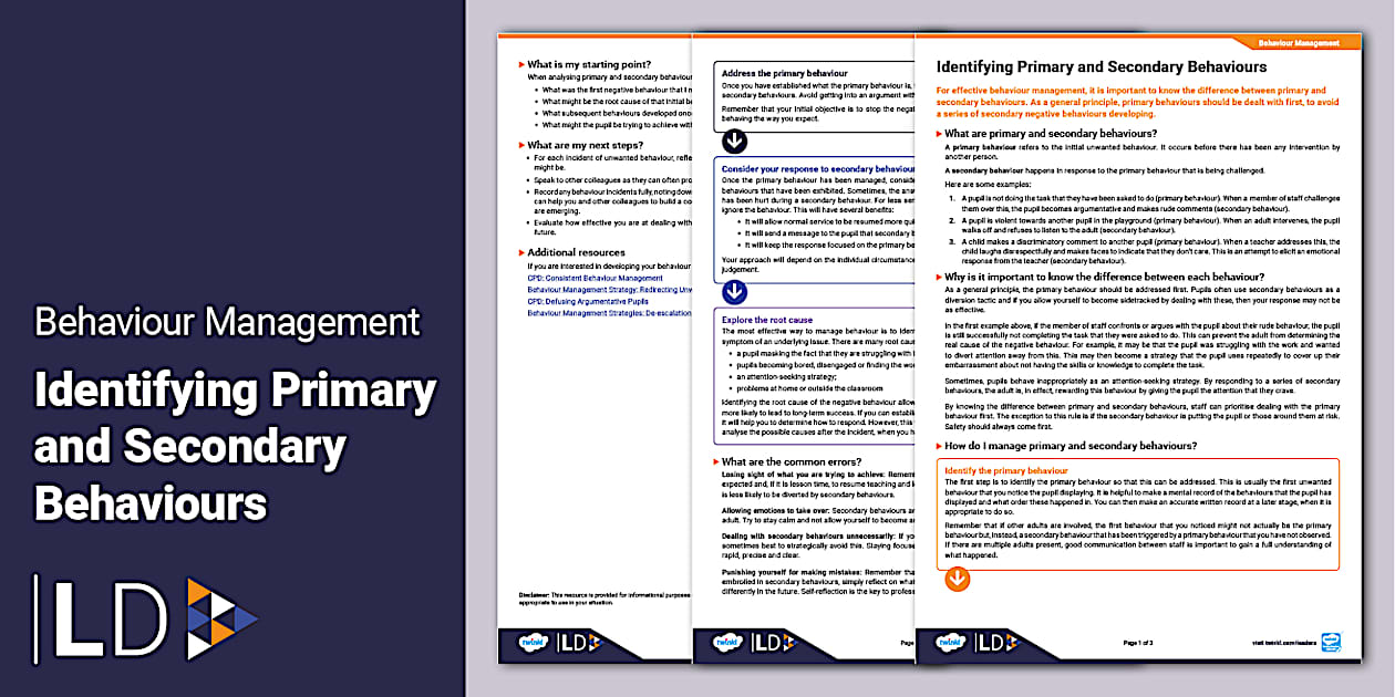 Identifying Primary and Secondary Behaviours - leaders