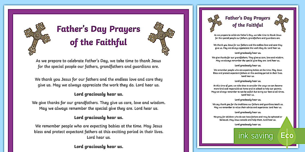 Father's Day Prayers of the Faithful Print-Out - Twinkl