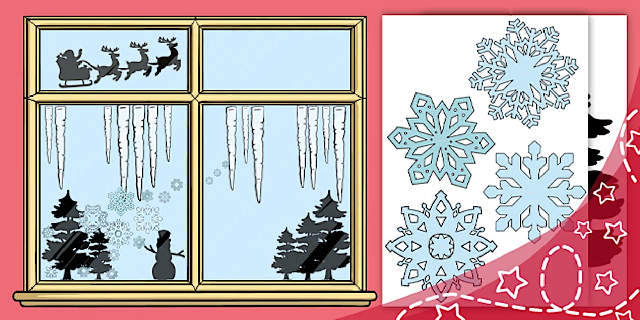 Winter Window Display (Silhouette) (teacher made) - Twinkl