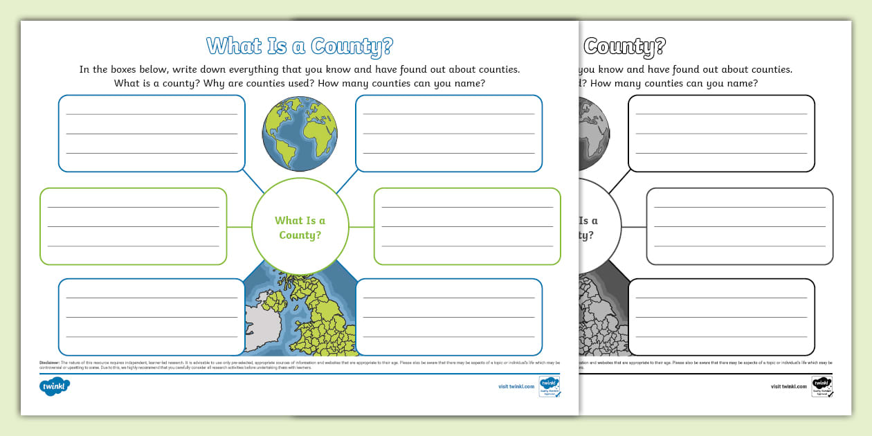 Geography What Is a County? Mind Map (teacher made) - Twinkl