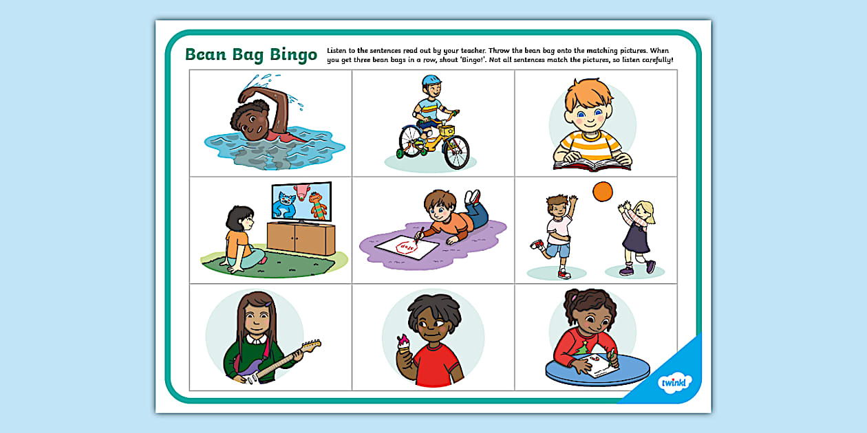 Language Skills: Bean Bag Actions (teacher made) - Twinkl