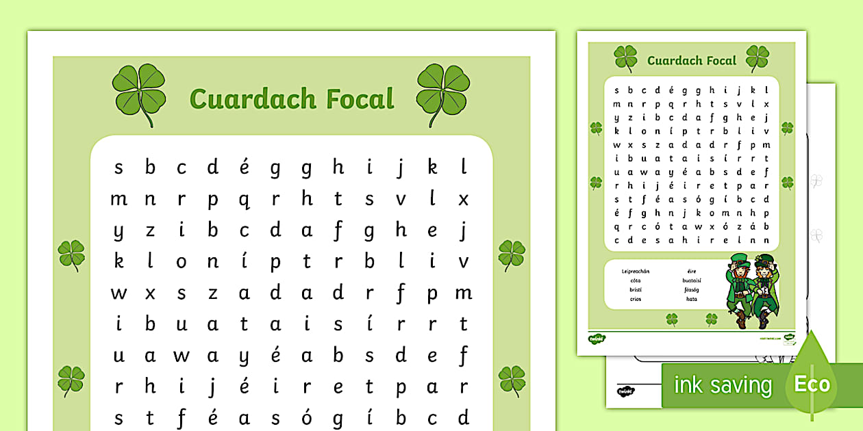 Leprechaun Word Search Gaeilge Worksheet / Worksheet - ROI - Irish Language