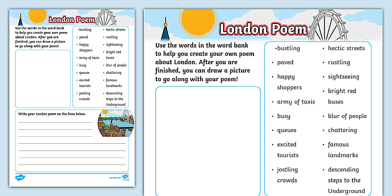 London Poem Writing Template