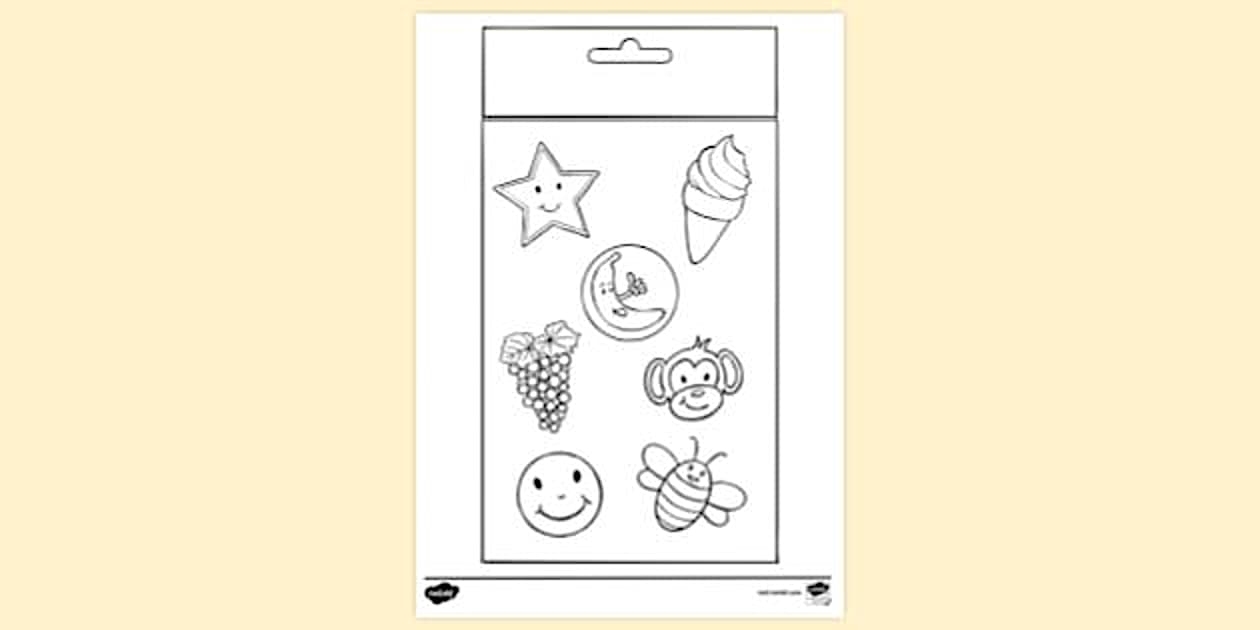 Pack of Stickers Colouring Sheet | Colouring Sheets - Twinkl