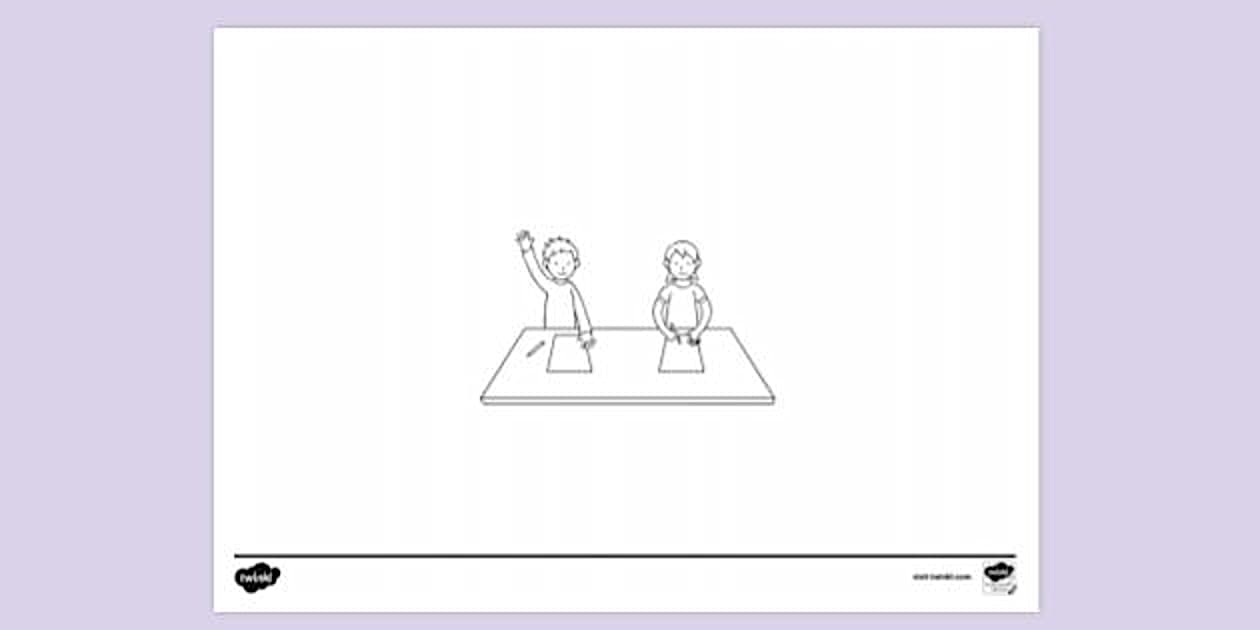Child Putting Hand Up in Class Colouring | Colouring Sheets