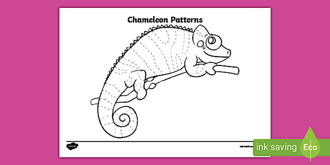EYFS Chameleon Patterns Pencil Control Activity - Twinkl