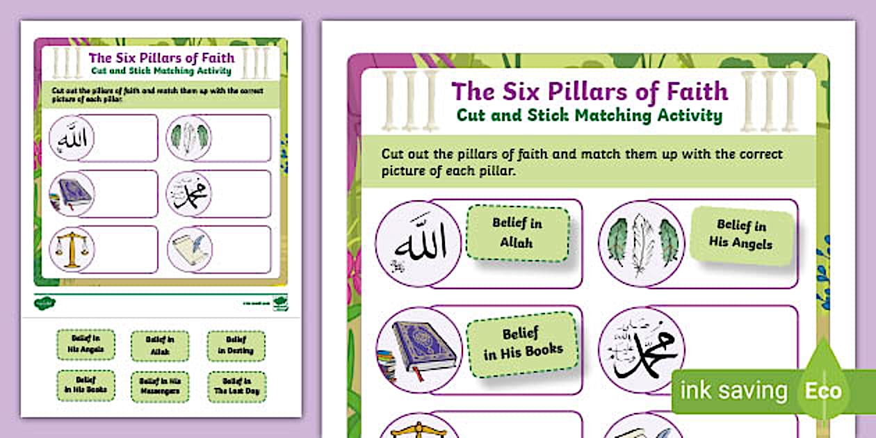 The Six Pillars of Faith Cut and Stick Matching Activity