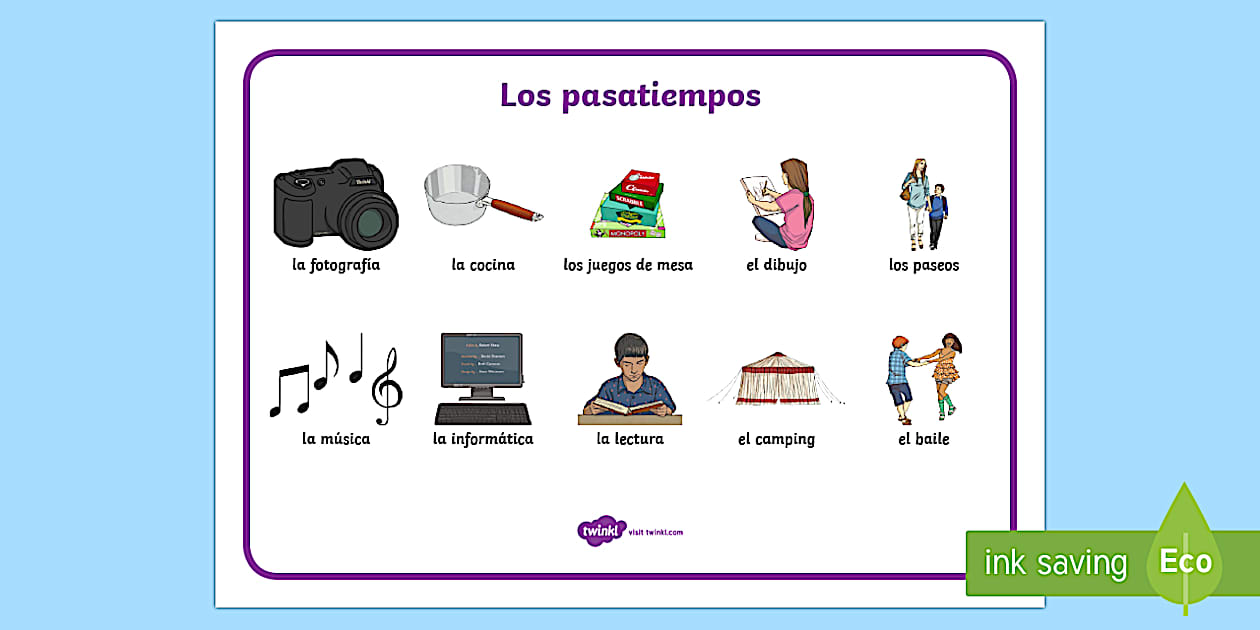 Favourite Hobbies Word Mat Spanish (teacher made) - Twinkl