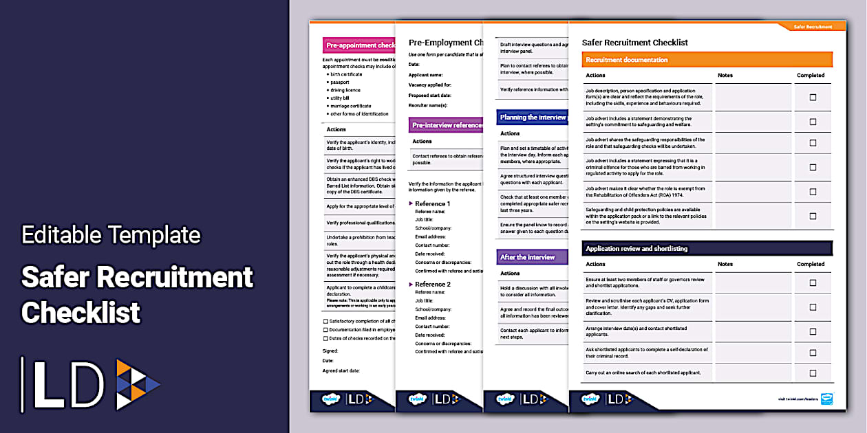 Safer Recruitment Checklist - Leaders (teacher made)