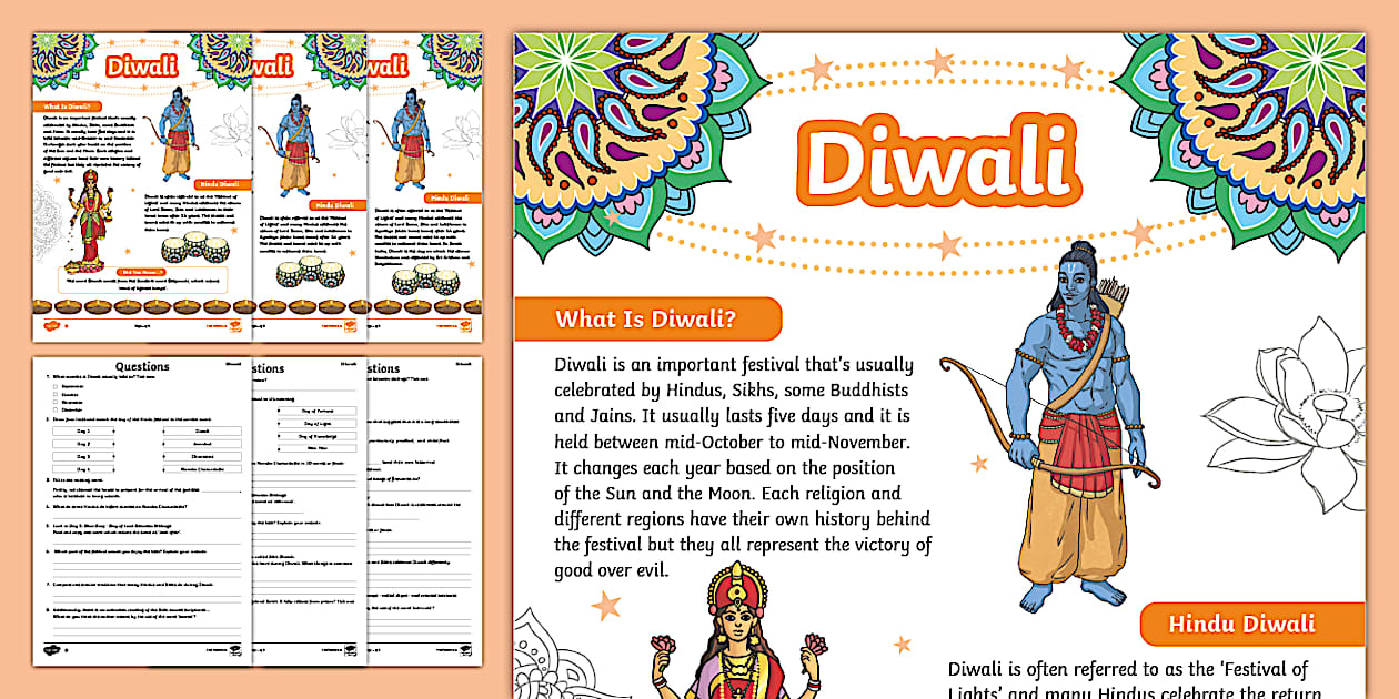 UKS2 Diwali Differentiated Reading Comprehension Activity