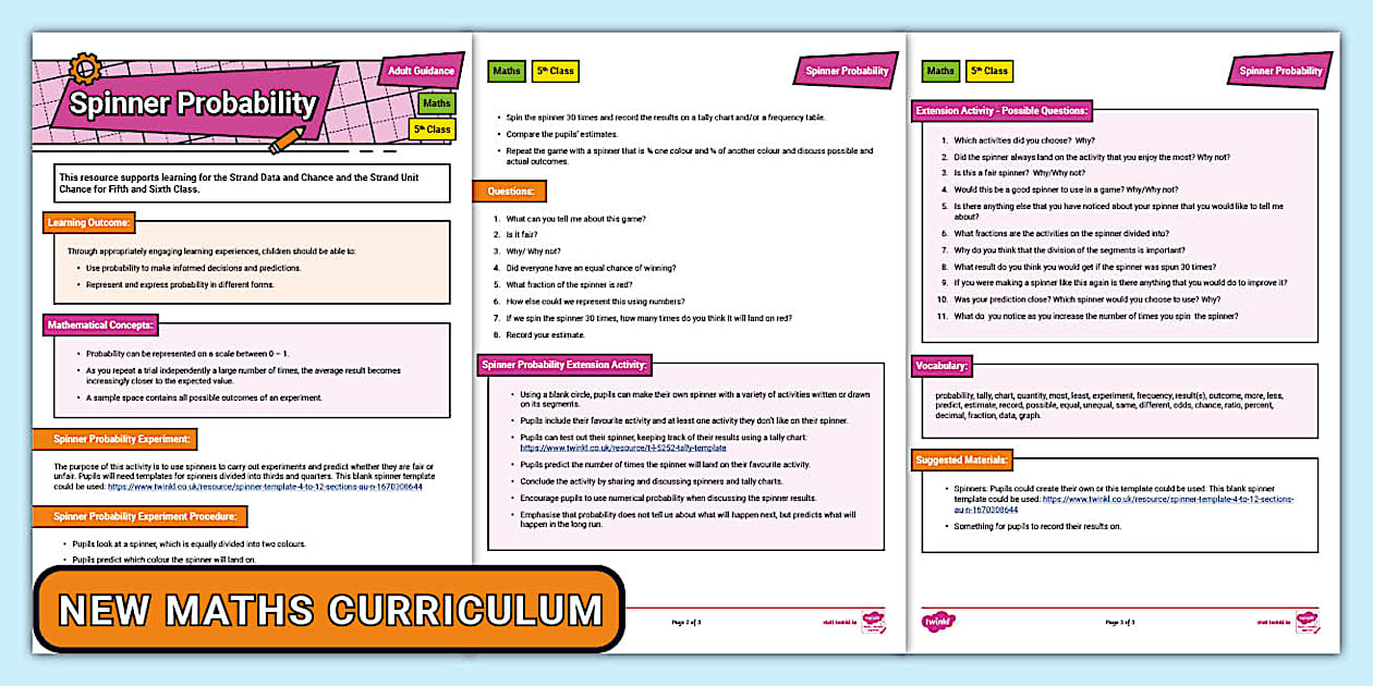 Chance Guidance Sheet: Spinner Probability