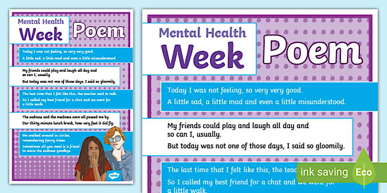Mental Health Week Poem (teacher made) - Twinkl