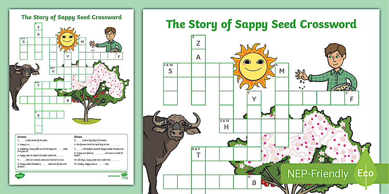 The Story of Sappy Seed Crossword (teacher made) - Twinkl