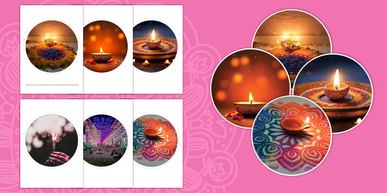 Diwali Photos Circle Display Cut-Outs - Twinkl