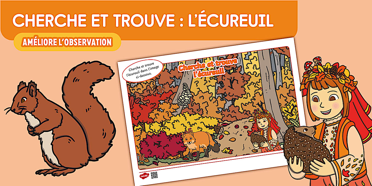 Cherche et trouve : L'écureuil - Twinkl France