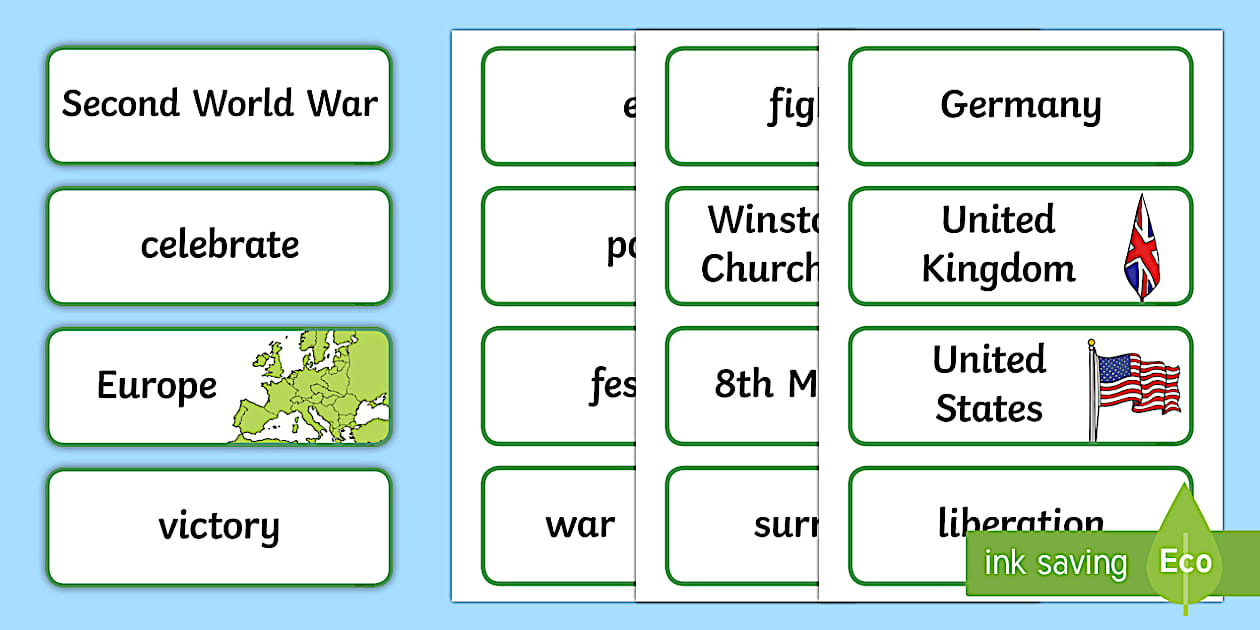VE Day Word Cards (teacher made) - Twinkl