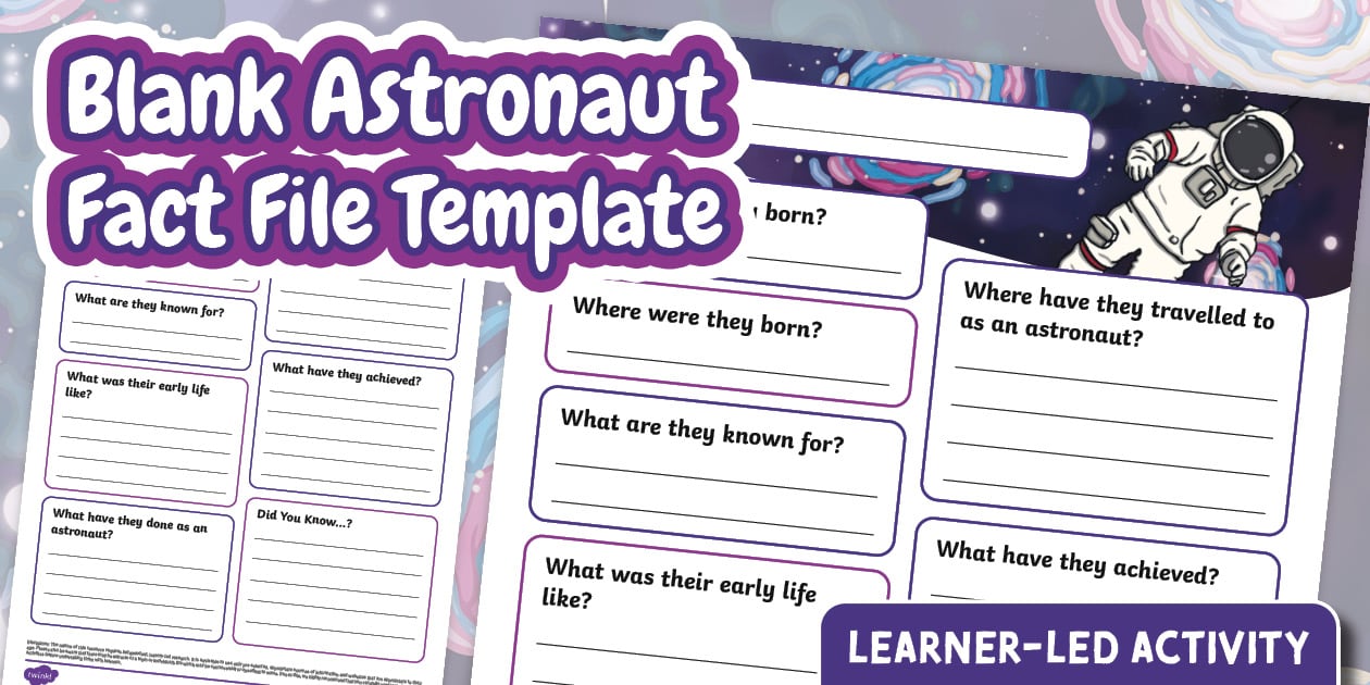 Blank Astronaut Fact File Template