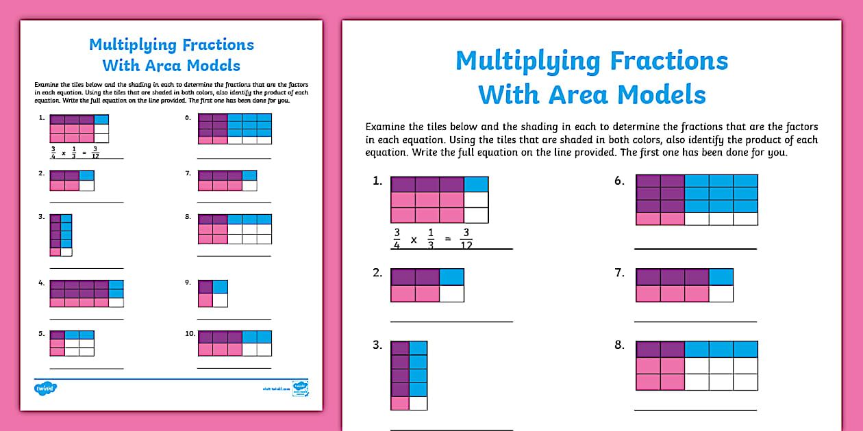 Multiplying Fractions by Tiling: Working Backward Worksheet for 3rd-5th ...