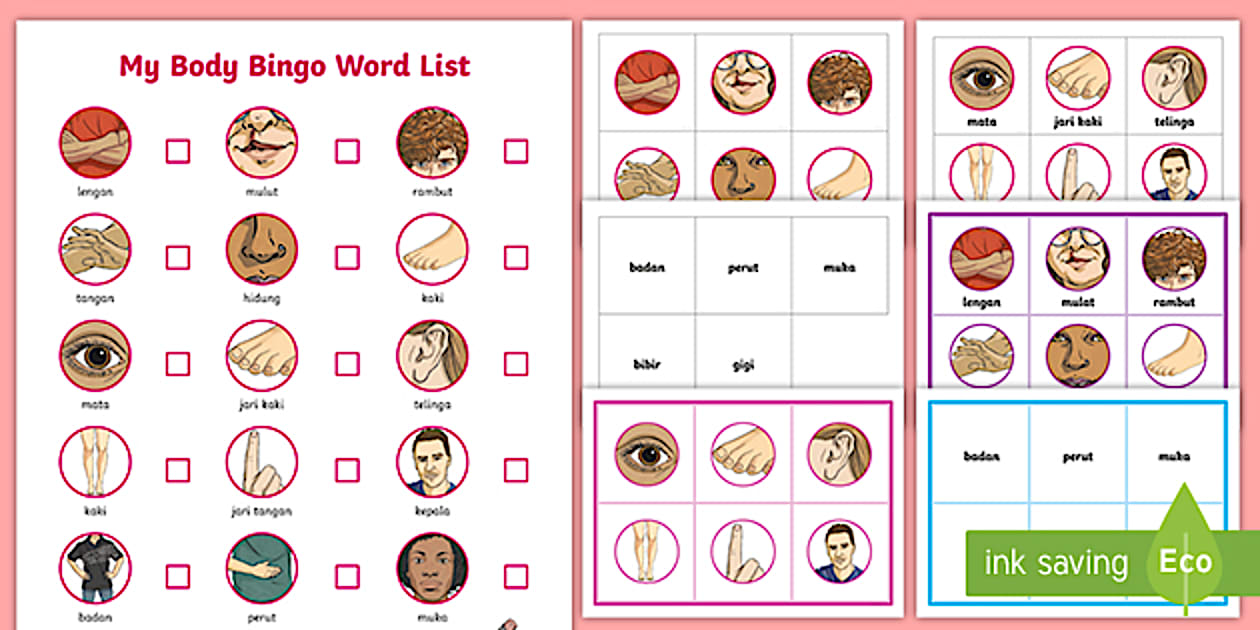 My Body Bingo - Indonesian (teacher made) - Twinkl