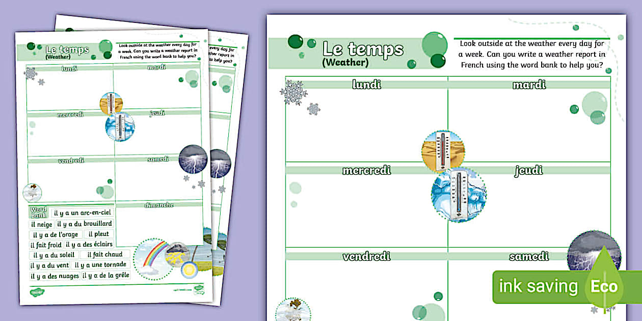 👉 French: Weather Report Activity Sheet