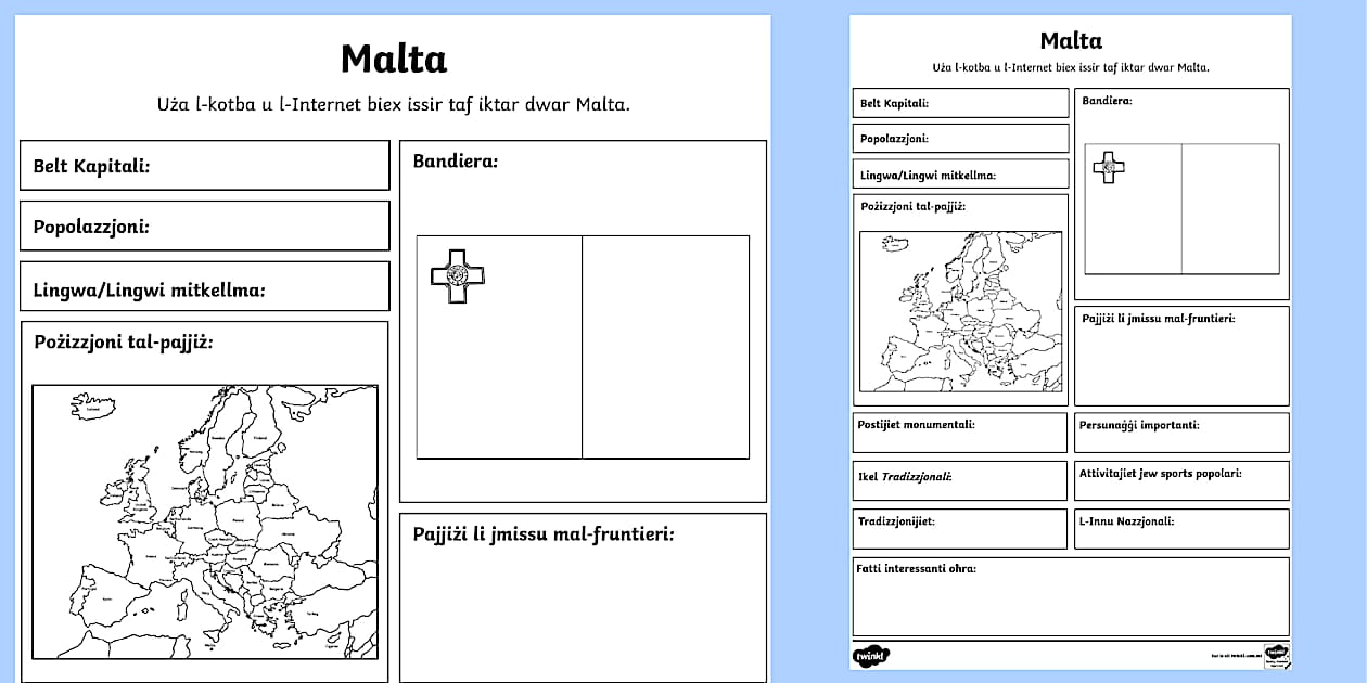 Mudell ta' Kitba l Fajl bil-fatti u informazzjoni dwar Malta