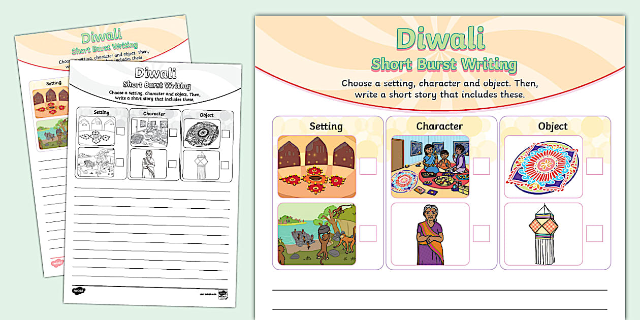 Diwali Short Burst Writing Template (teacher made) - Twinkl