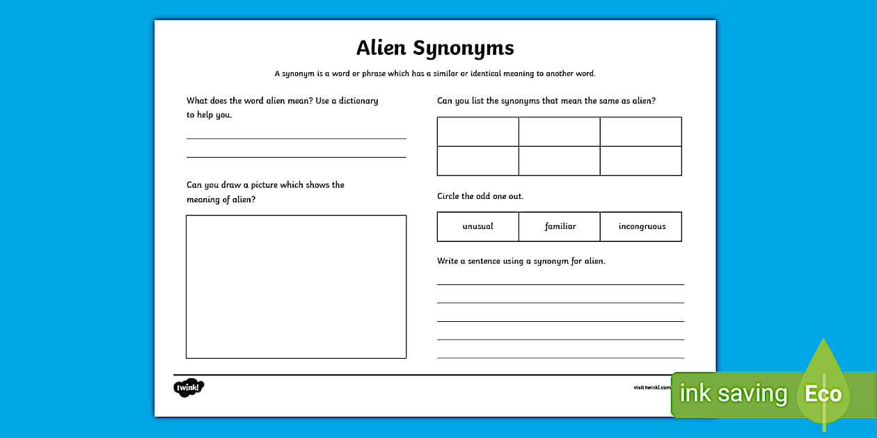 Alien Synonyms Worksheet (Teacher-Made) - Twinkl