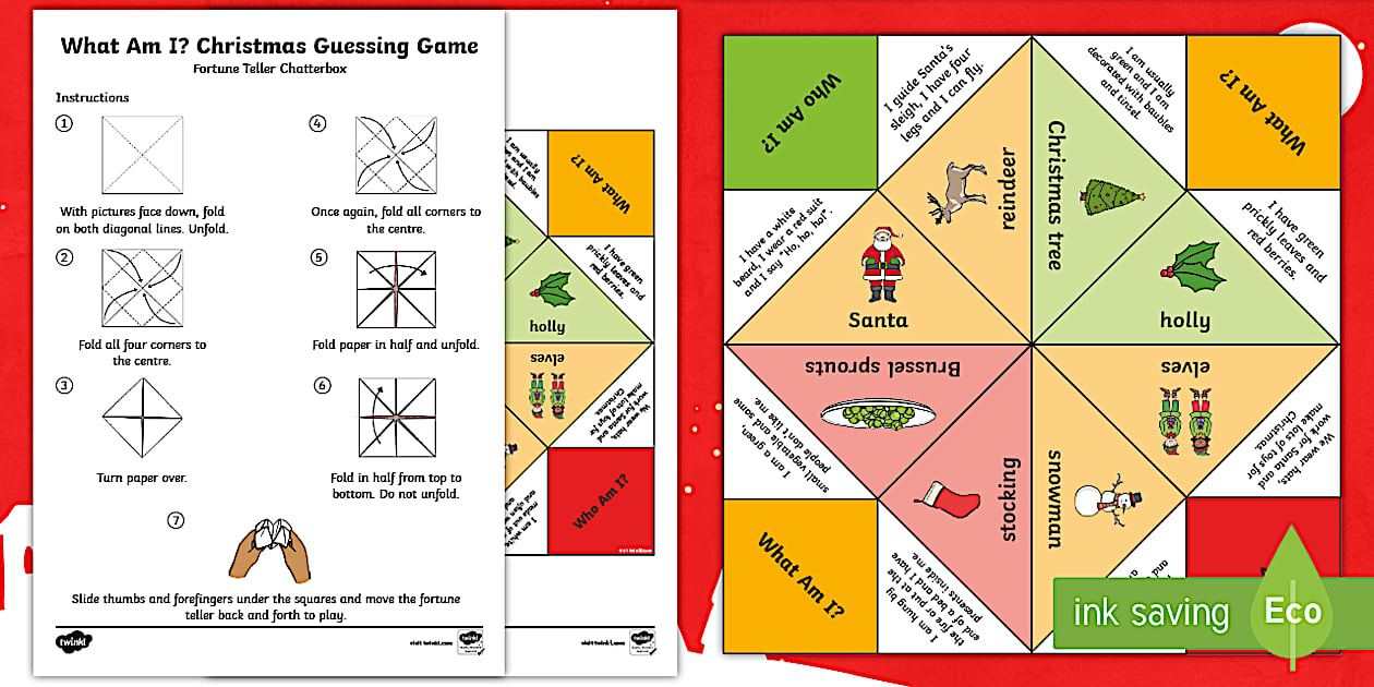 Christmas Fortune Teller Template - Guessing game - Twinkl